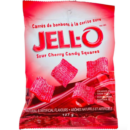 Jell-O Sour Cherry Candy Squares Canada | RetroFestive.ca