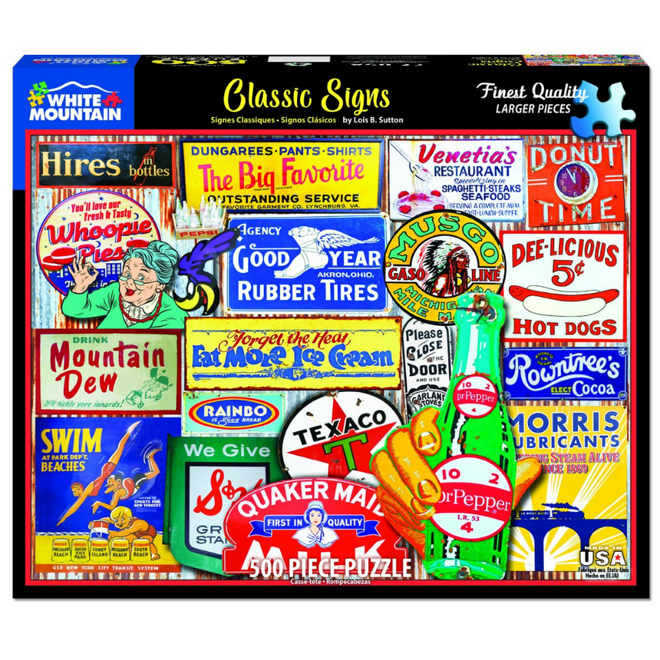 Classic Signs Jigsaw Puzzle by White Mountain | RetroFestive.ca