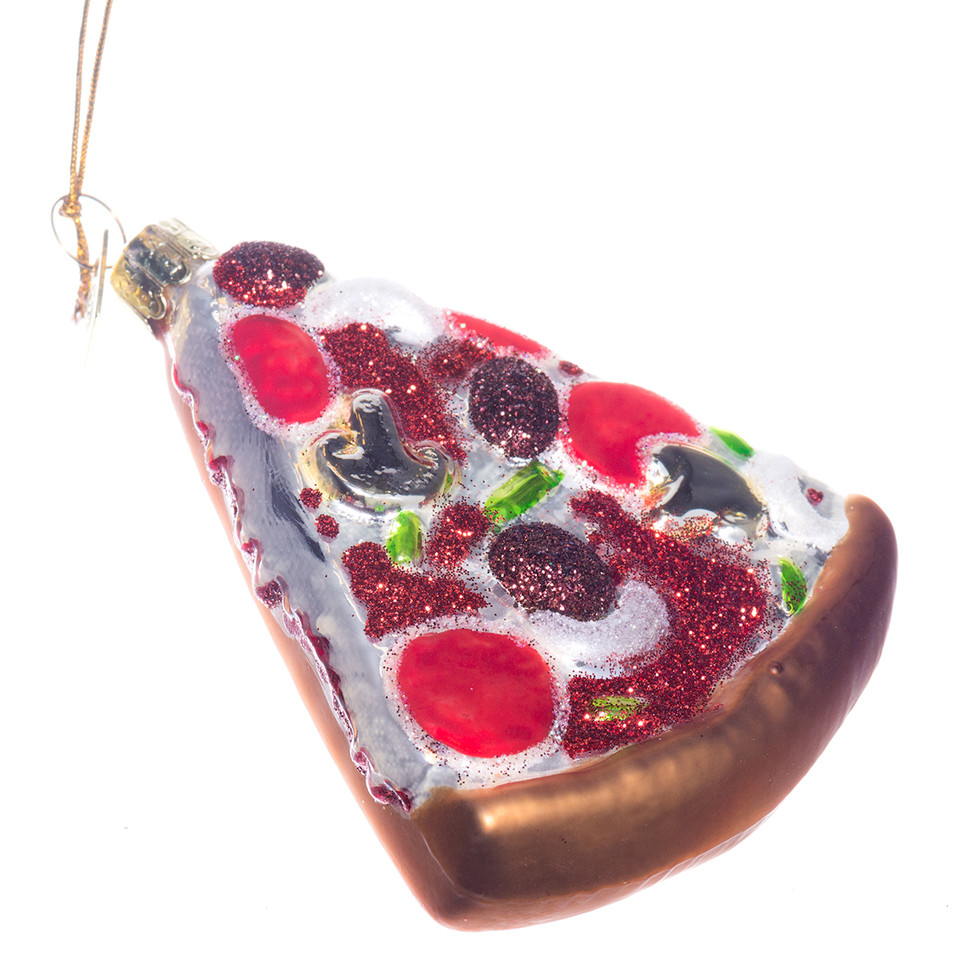 Pizza Slice Glass Ornament - RetroFestive.ca