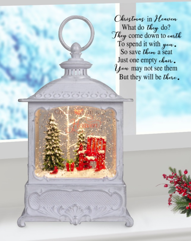 10" Wide Christmas in Heaven Glitter Lantern Canada | RetroFestive.ca