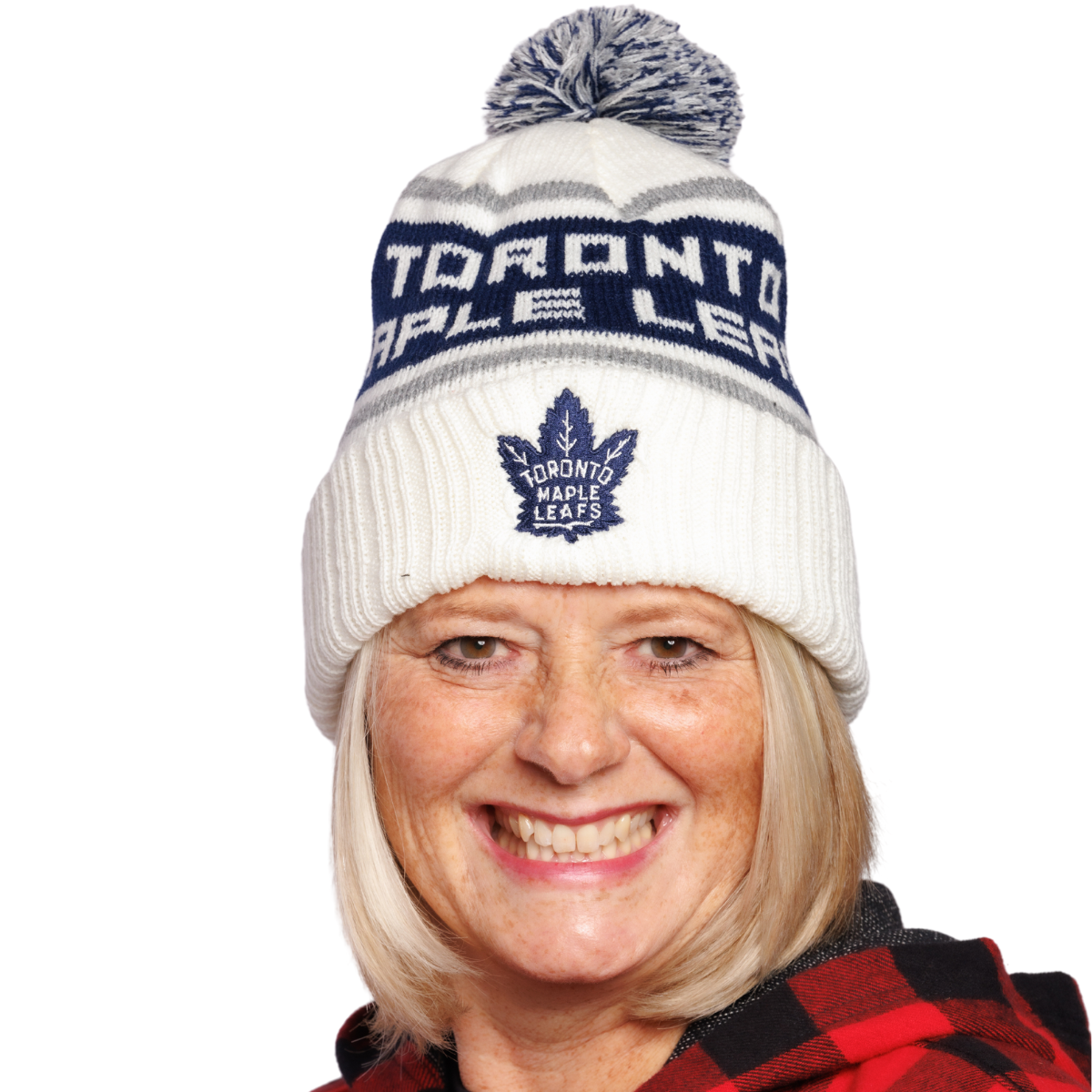 NHL Toronto Maple Leafs White and Navy Cuffed Knit Toque with Pom Pom ...