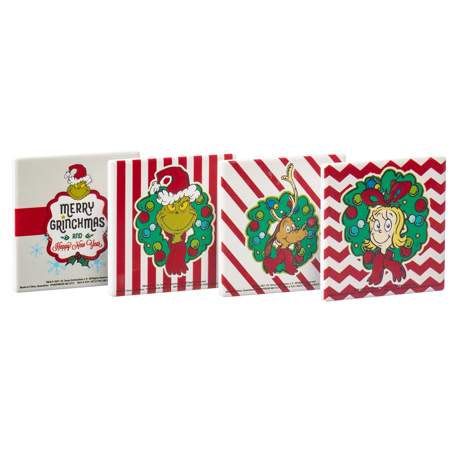 Merry Grinchmas Holiday Ceramic Coasters Set of 4 Canada | RetroFestive.ca