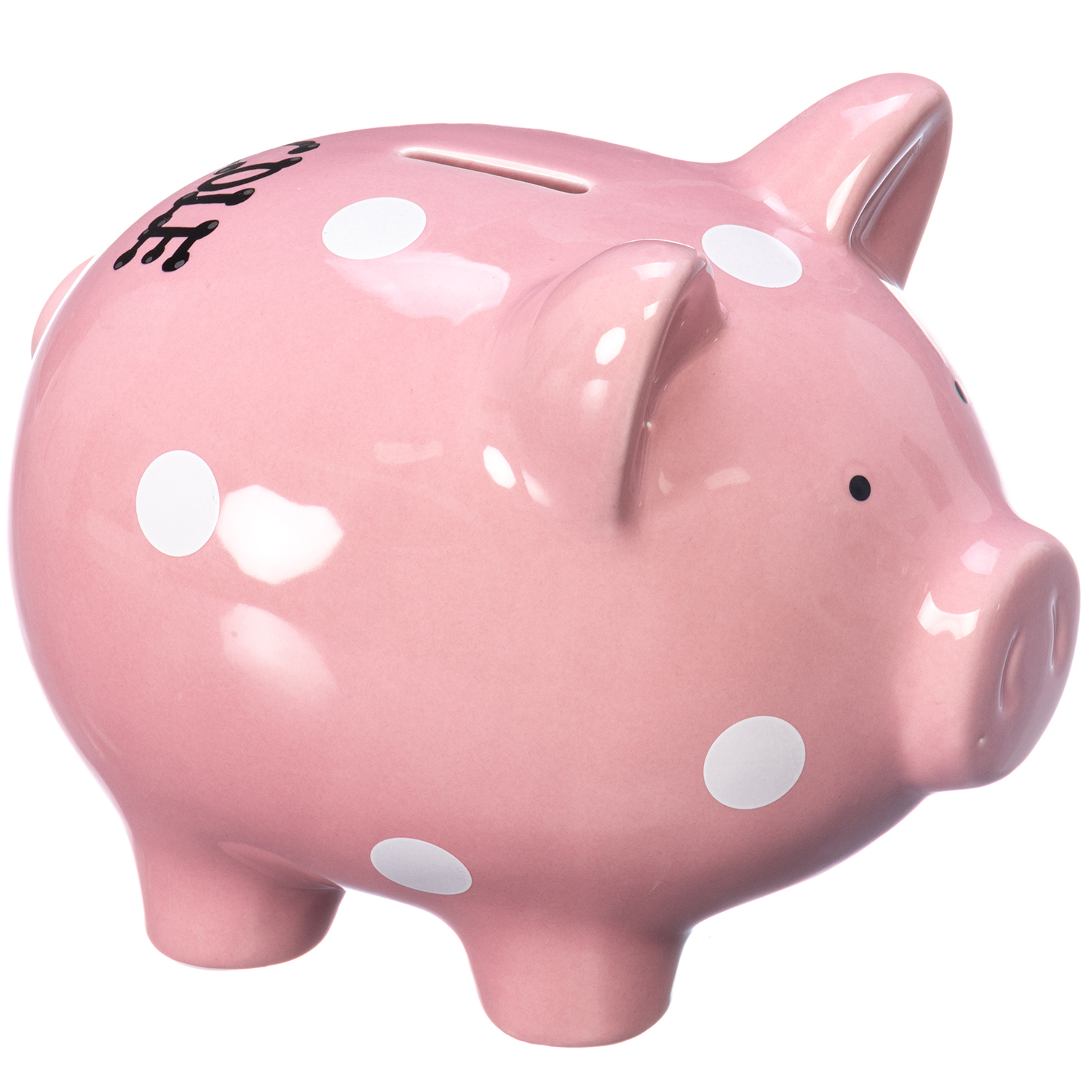 Pink Personalized Piggy Bank with Polka Dots Canada | RetroFestive.ca