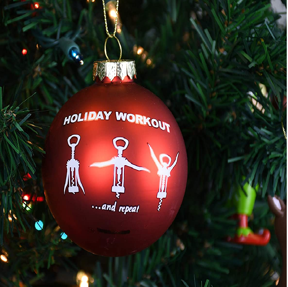 Holiday Workout Glass Ball Ornament - RetroFestive.ca
