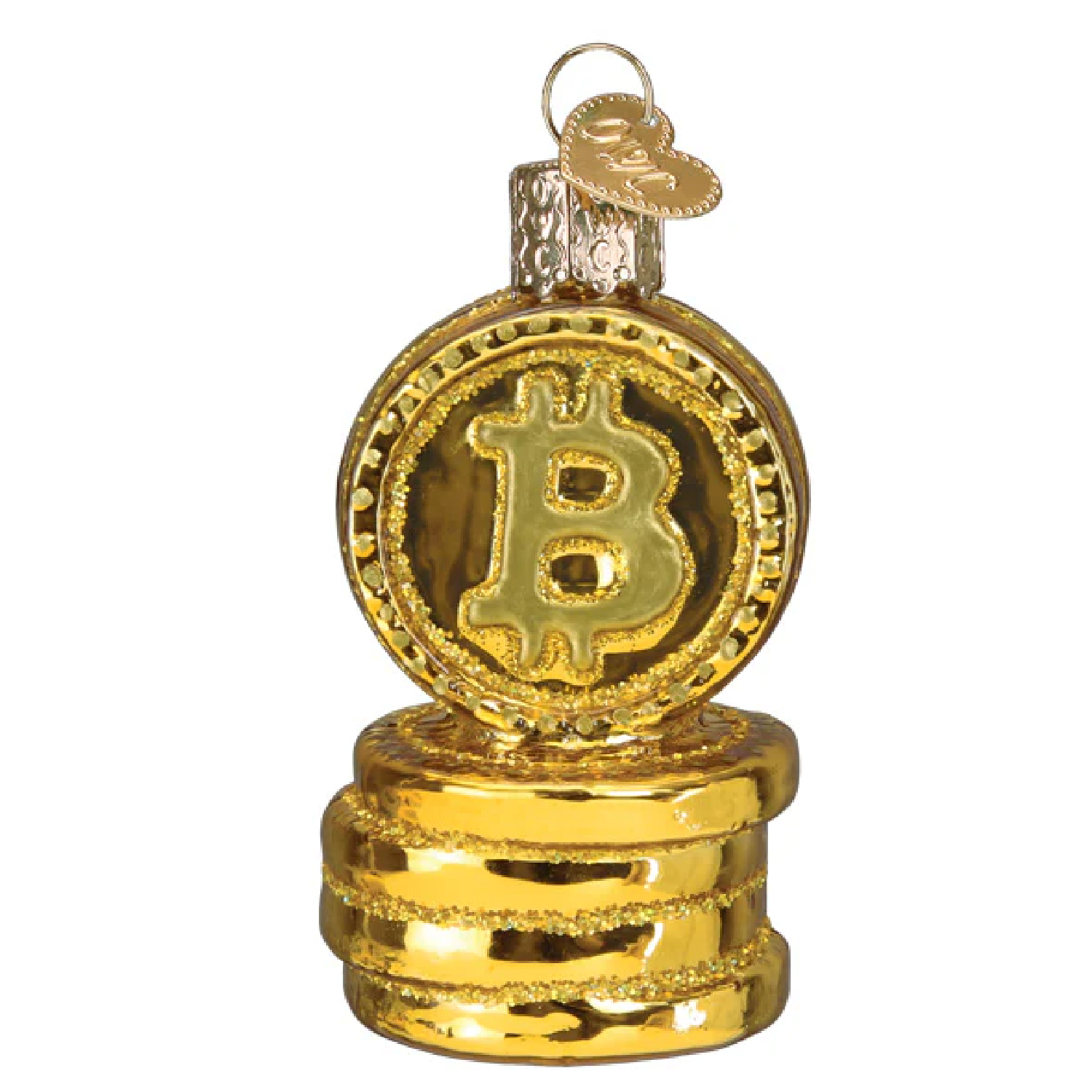 Bitcoin Glass Ornament by Old World Christmas - RetroFestive.ca