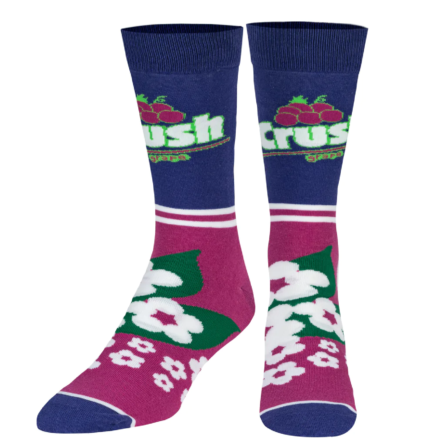 Crush Grape Stripe Mens Crew Straight Socks by Odd Sox - RetroFestive.ca