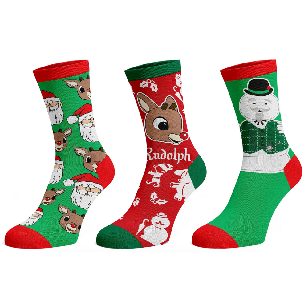 Rudolph 3 Pair Pack Crew Socks Canada | RetroFestive.ca