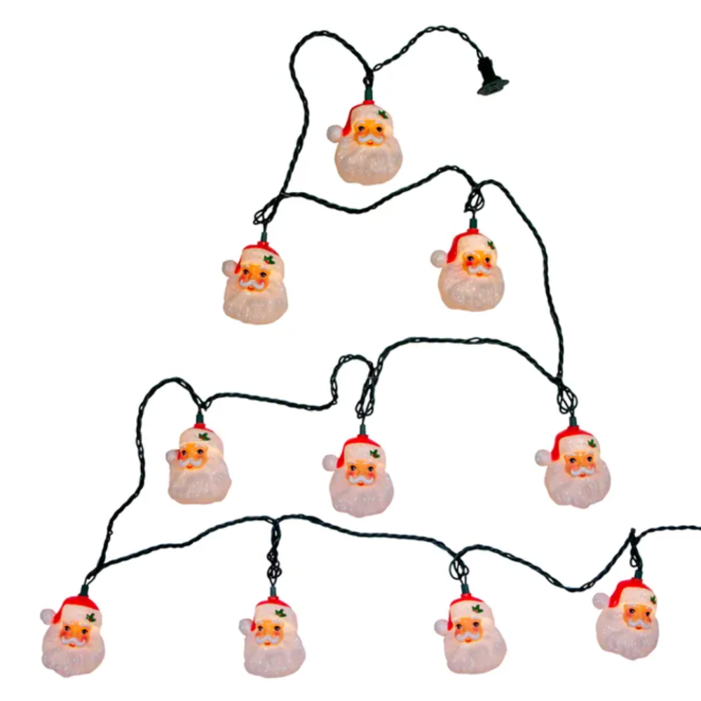Santa Head Christmas Tree Light String Set of 10 Canada | RetroFestive.ca