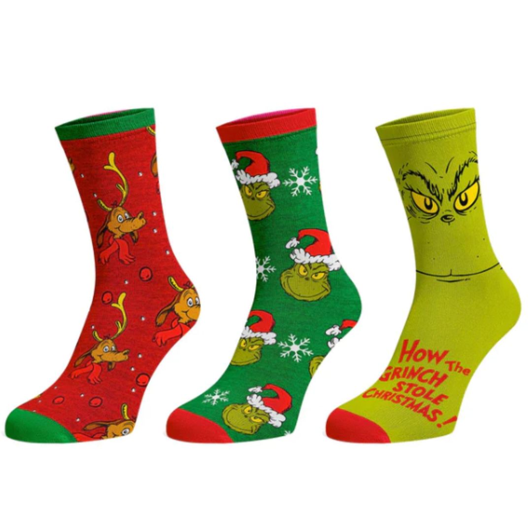 The Grinch 3-Pair Pack of Kids Crew Socks - RetroFestive.ca