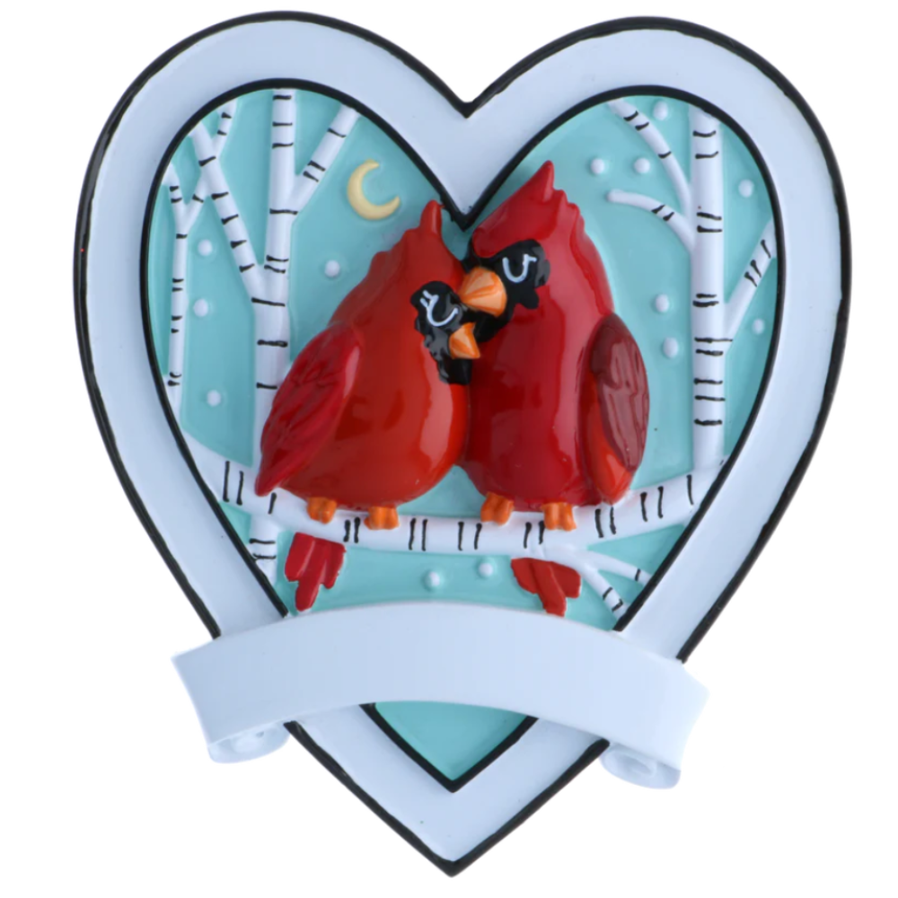 Cardinals Heart Personalized Christmas Ornament Canada | RetroFestive.ca