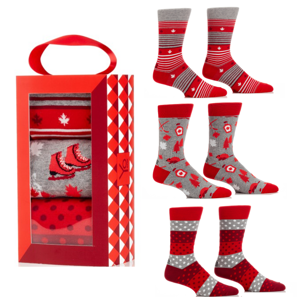 Canada Day Crew Socks Set of 3 by Yo Sox Canada | RetroFestive.ca