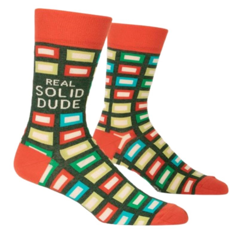Real Solid Dude Men's Crew Socks by Blue Q - RetroFestive.ca