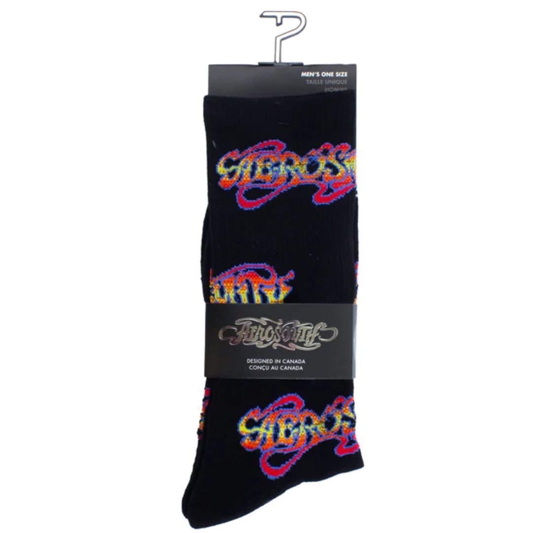 Aerosmith Rock Tour All Over Logo Crew Socks - RetroFestive.ca
