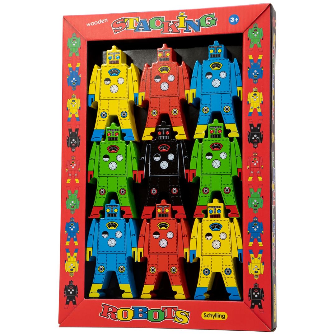 Wooden Stacking Robots - RetroFestive.ca