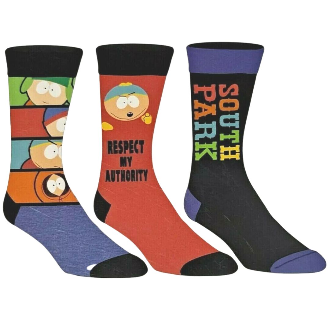 South Park 3-Pair Pack of Crew Socks by Bioworld - RetroFestive.ca