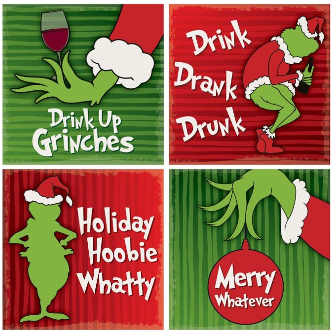 Holiday Whobilation Grinch Stoneware Coaster Set - RetroFestive.ca