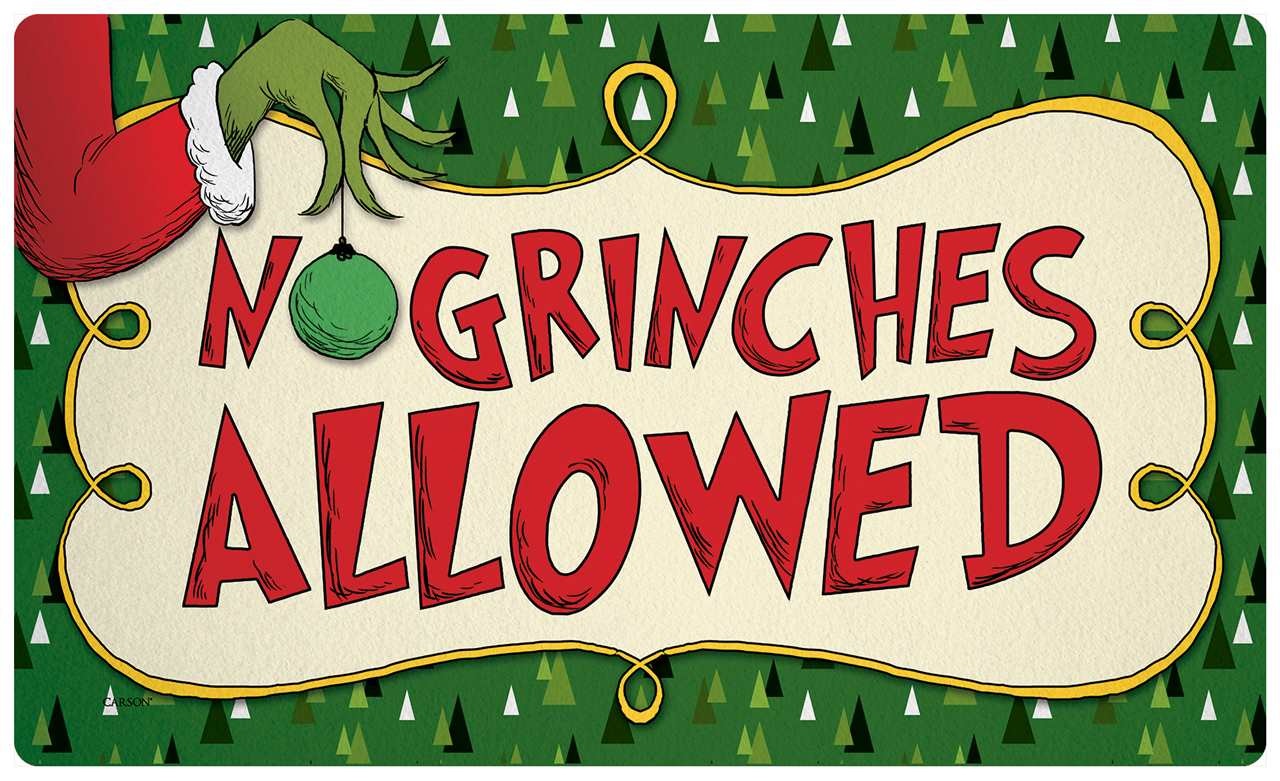 No Grinches Allowed - Festive Door Mat - RetroFestive.ca