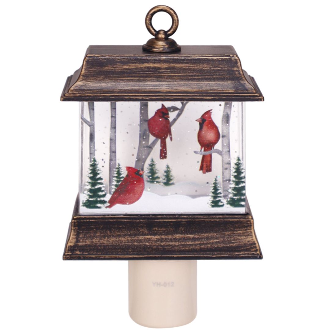 6" Glitter Night Light - Cardinal - RetroFestive.ca