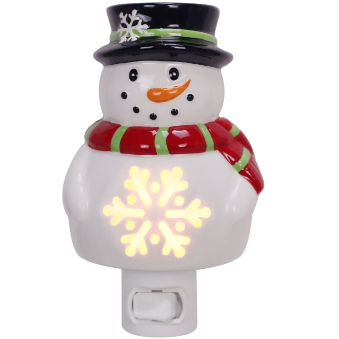 6.125" Ceramic Night Light - Snowman with Snowflake on Hat ...