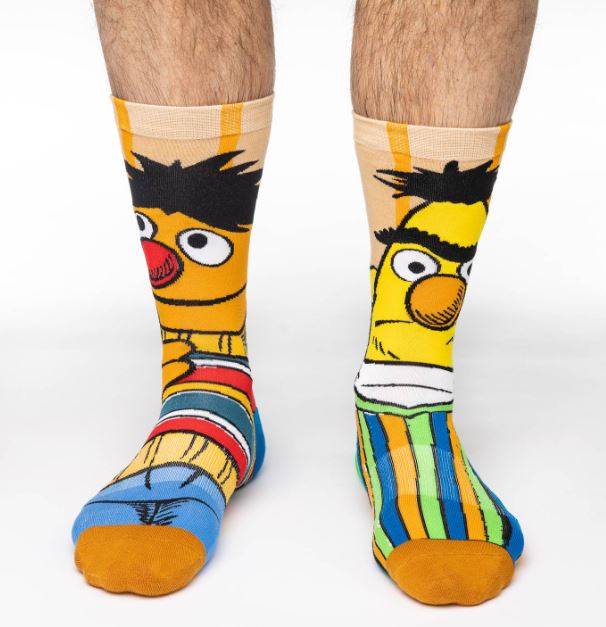 Bert and Ernie Men's Crew Socks by Good Luck Socks - RetroFestive.ca