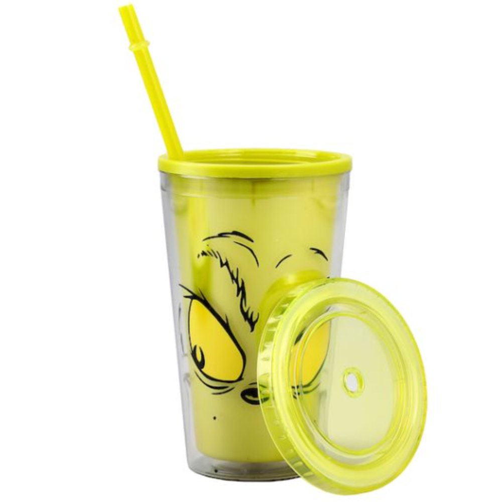 The Grinch Face 16oz Cup with Straw Canada | RetroFestive.ca