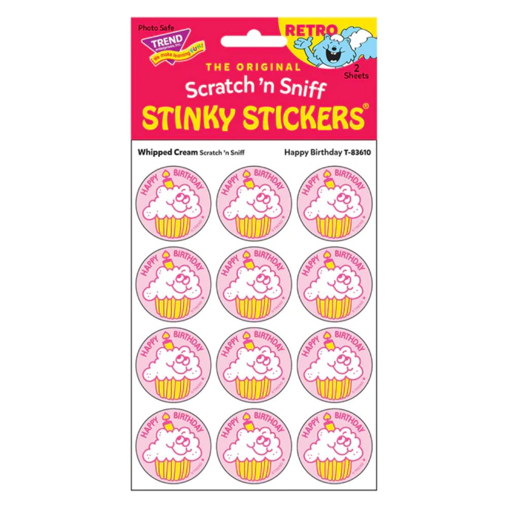 Happy Birthday - Whipped Cream Scent Retro Scratch 'n Sniff Stickers ...