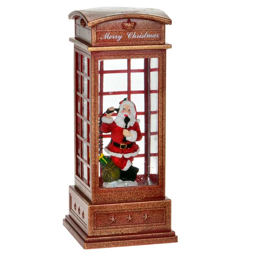 10" Red LED Phone Booth with Santa Canada | RetroFestive.ca