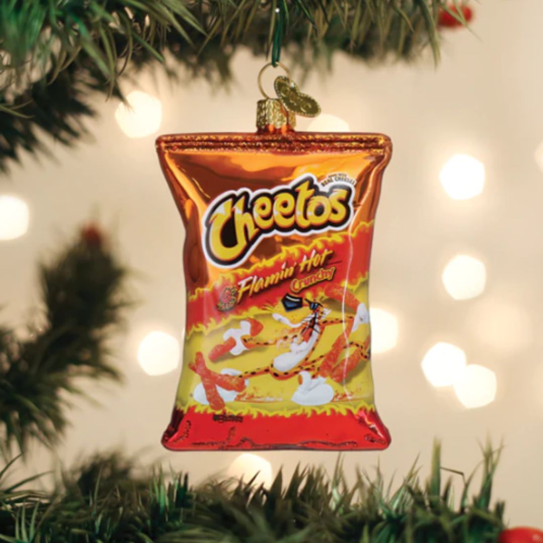 Flamin' Hot Cheetos Glass Ornament by Old World Christmas - RetroFestive.ca