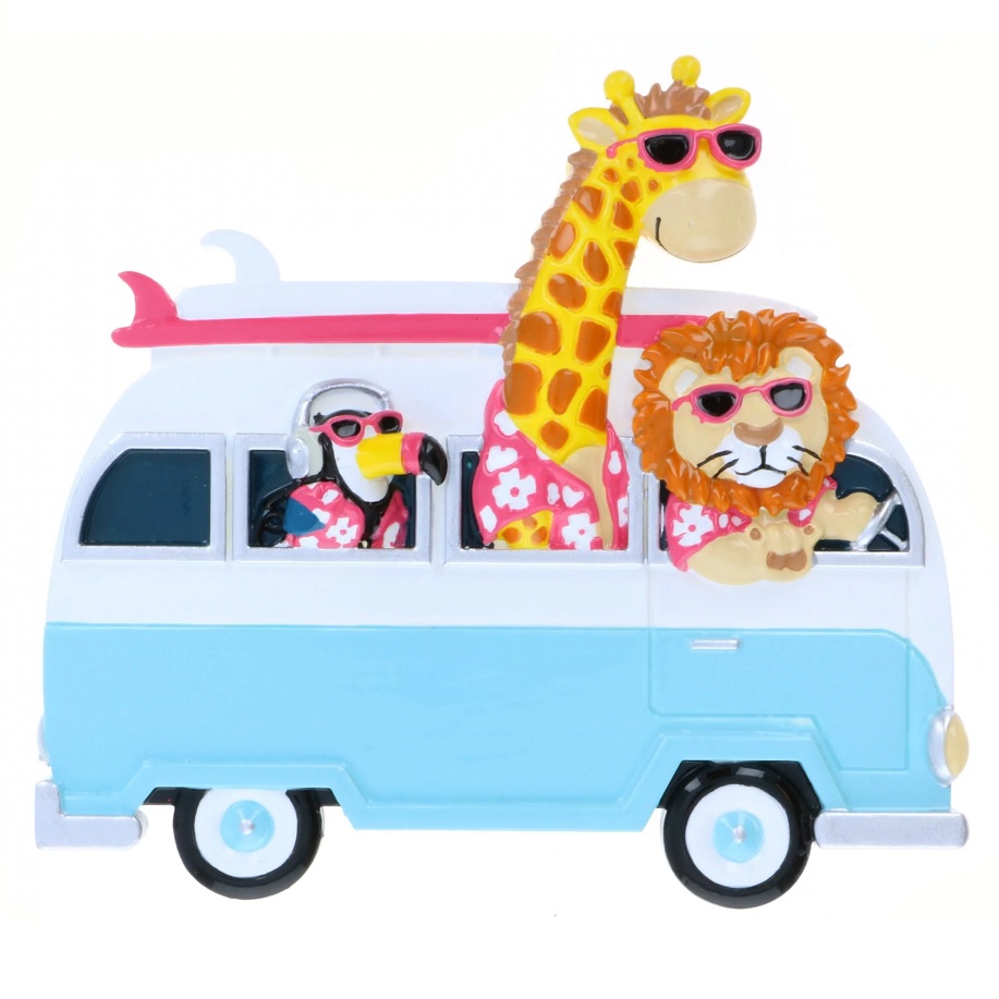 Jungle Animal Bus Personalized Ornament Canada | RetroFestive.ca