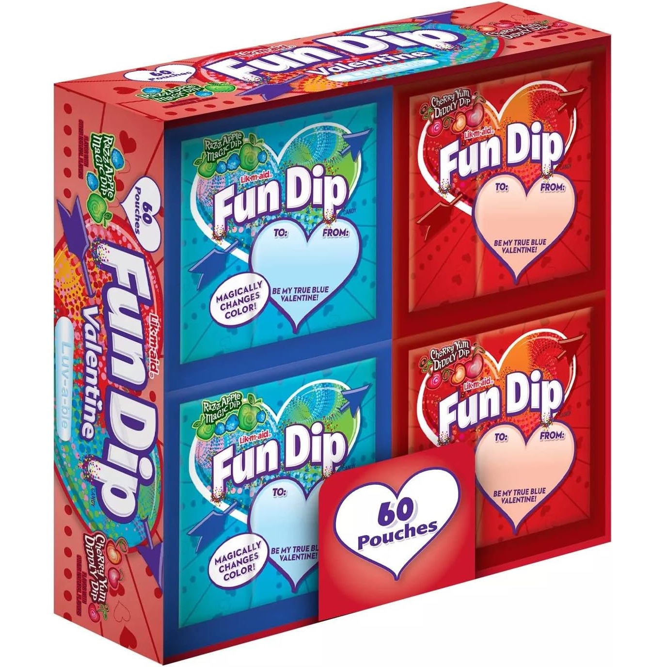 Valentines Lik-m-aid Fun Dip Packs - Box of 60 - RetroFestive.ca