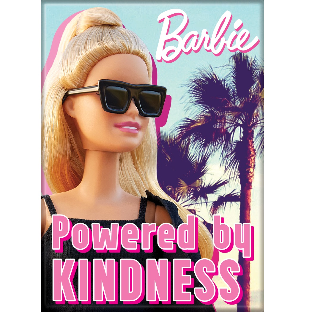 Powered By Kindness Barbie Flat Fridge Magnet - RetroFestive.ca