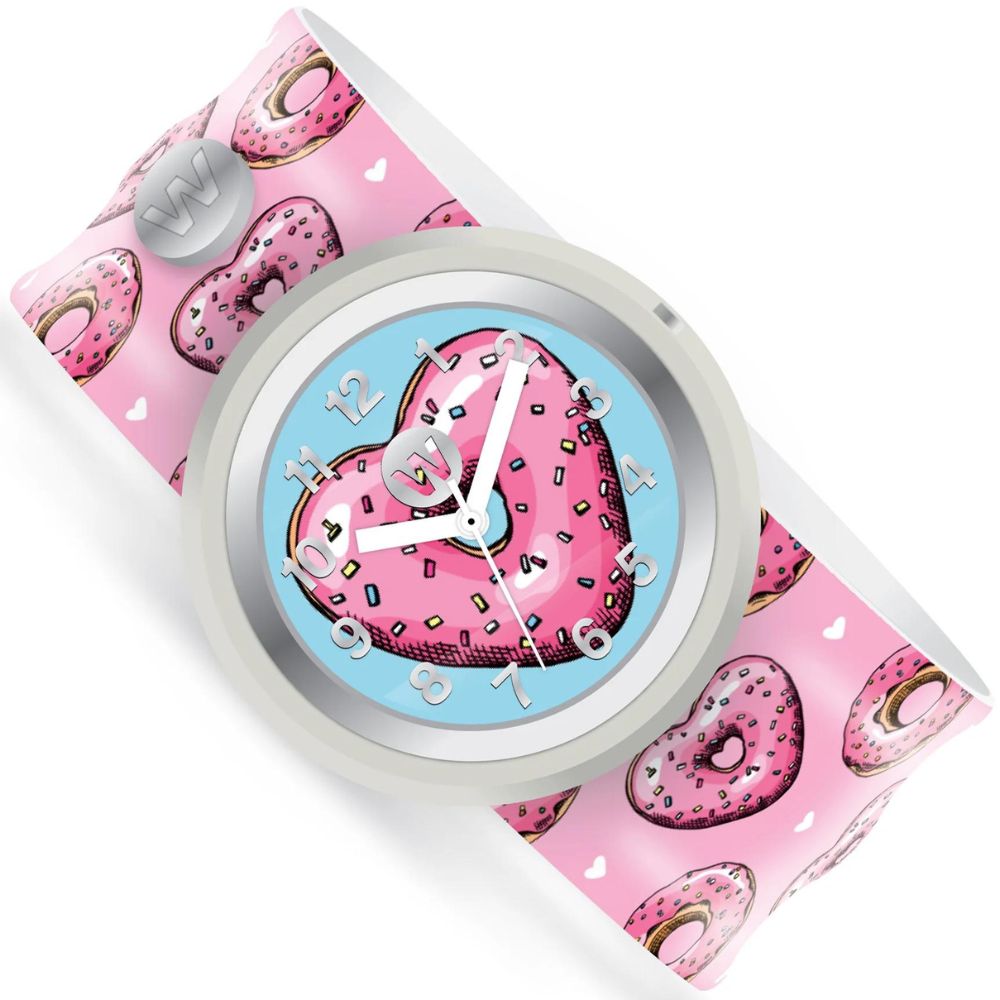 Slap Bracelet Watch by Watchitude - Donut Hearts - RetroFestive.ca