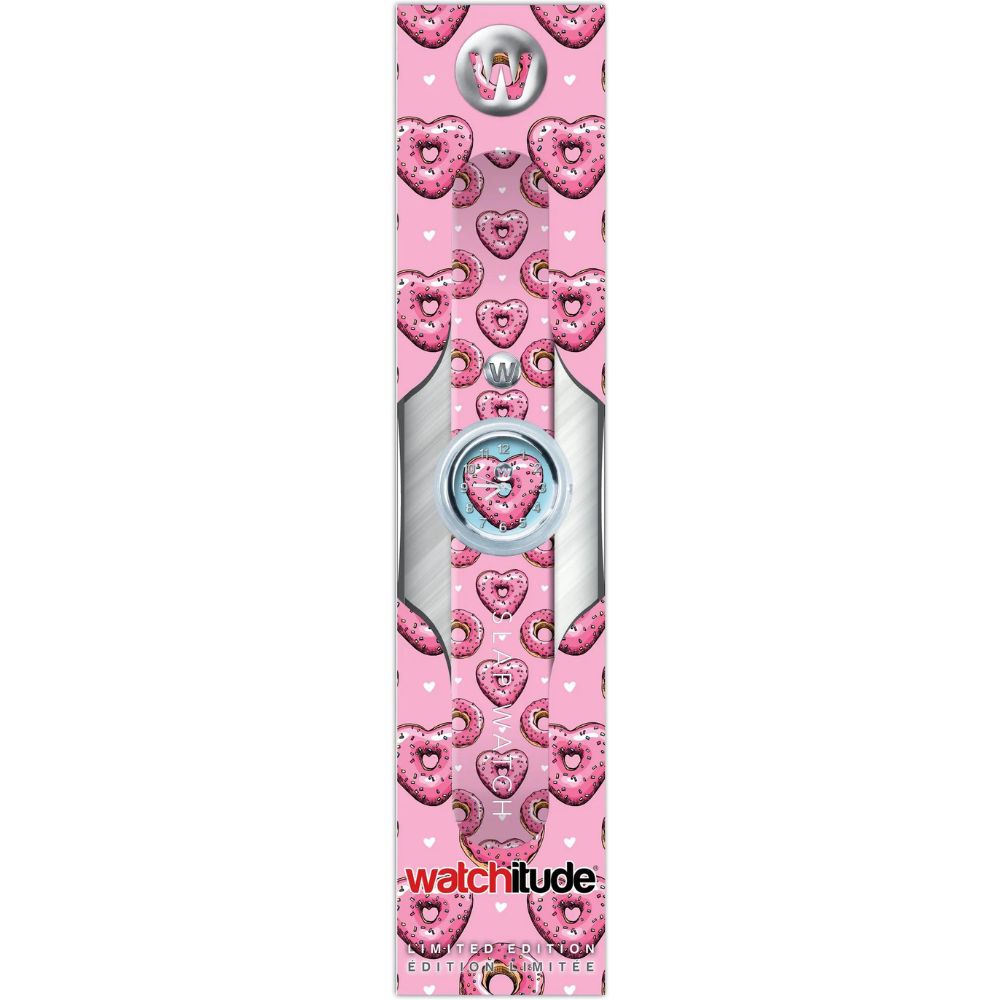 Slap Bracelet Watch by Watchitude - Donut Hearts - RetroFestive.ca