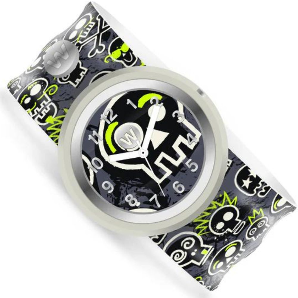 Slap Bracelet Watch by Watchitude - Skull Party - RetroFestive.ca