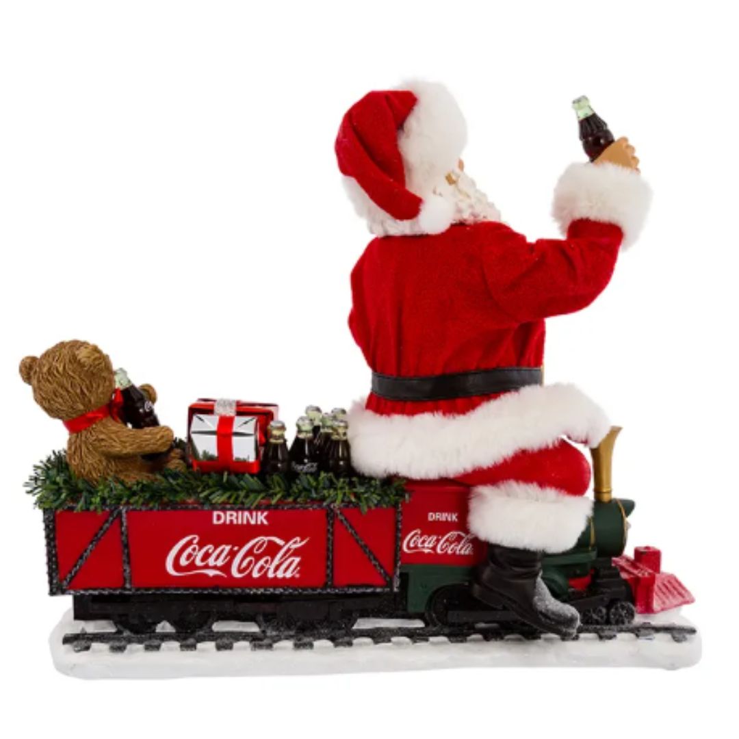 Coca-Cola Santa on Train with LEDs Fabriché Figure - RetroFestive.ca
