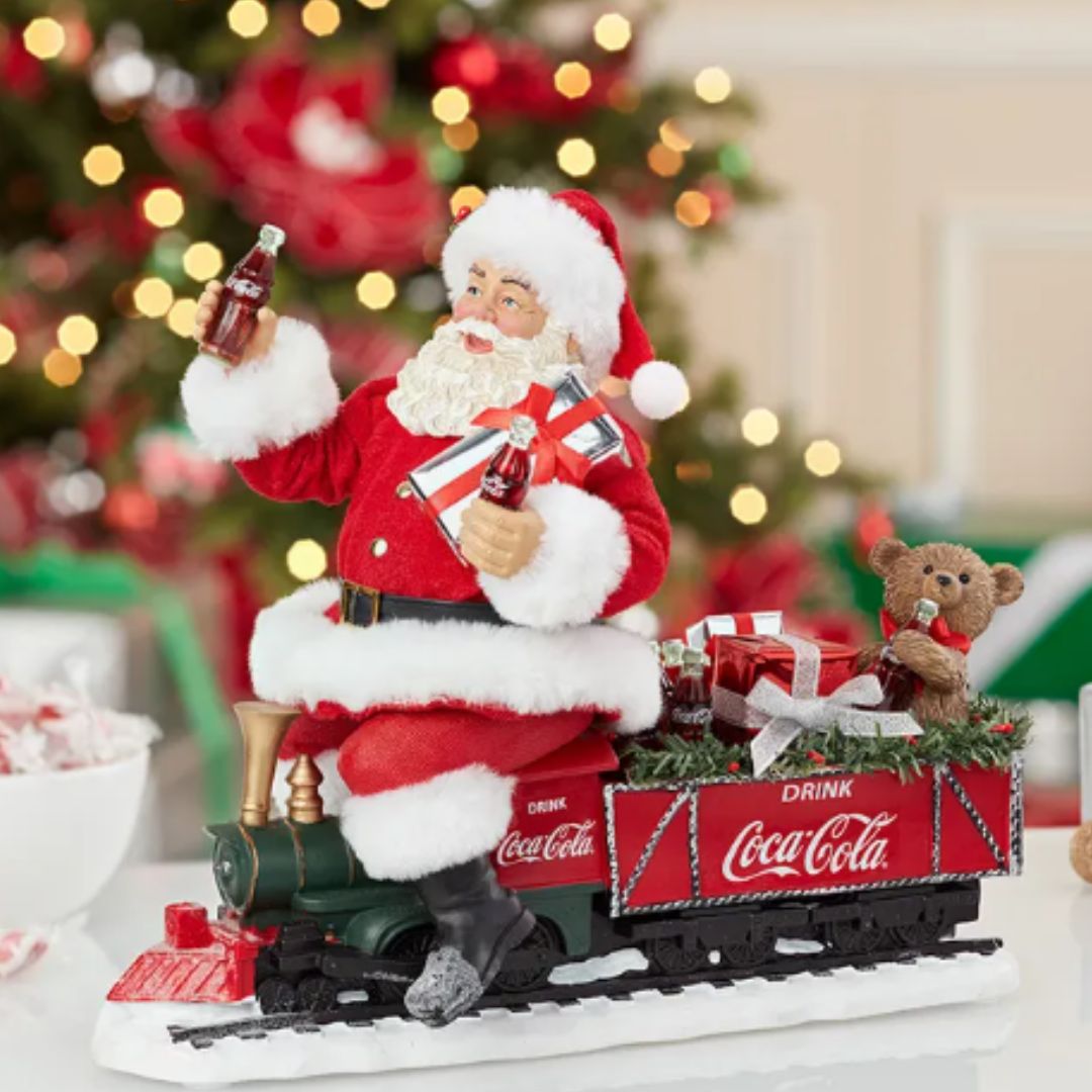 Coca-Cola Santa on Train with LEDs Fabriché Figure - RetroFestive.ca