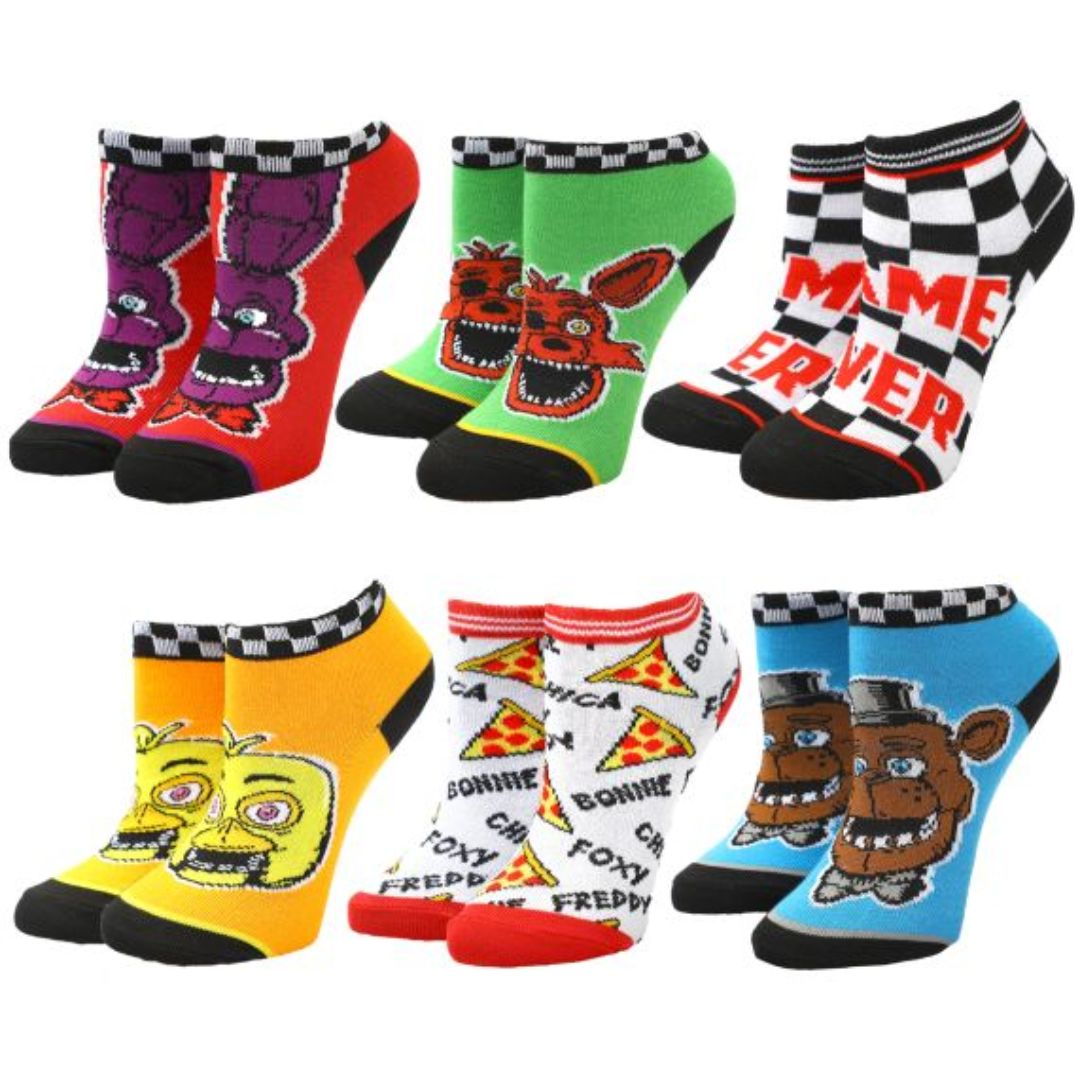 Five Nights at Freddy's 6-Pair Pack Kids Ankle Socks by Bioworld ...