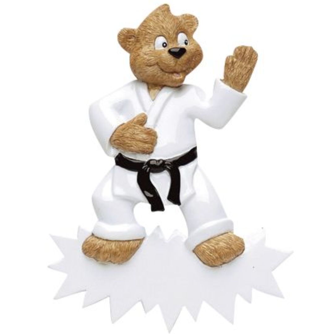 Karate Bear Personalized Ornament - RetroFestive.ca