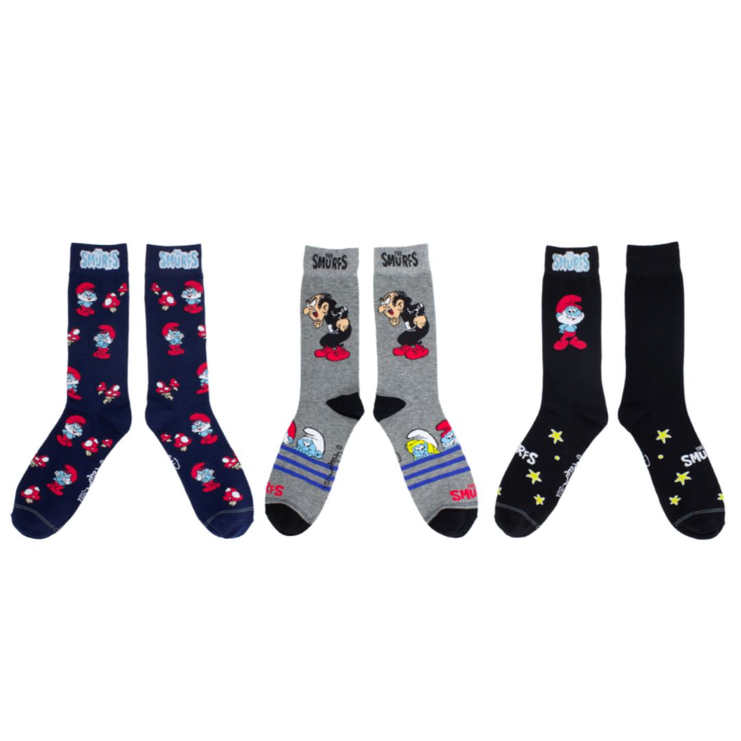 The Smurfs Crew Socks - Men's 3 Pair Pack - RetroFestive.ca