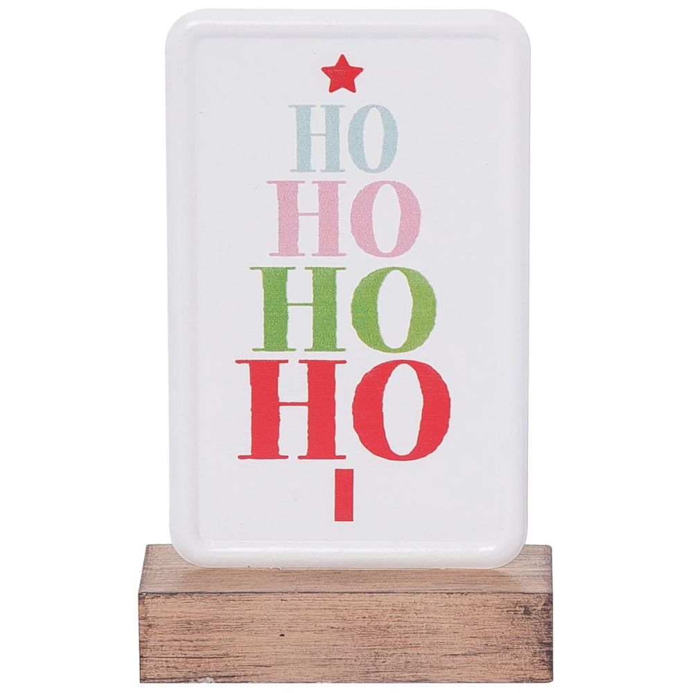 HO HO HO Christmas Tree Metal Sign - RetroFestive.ca