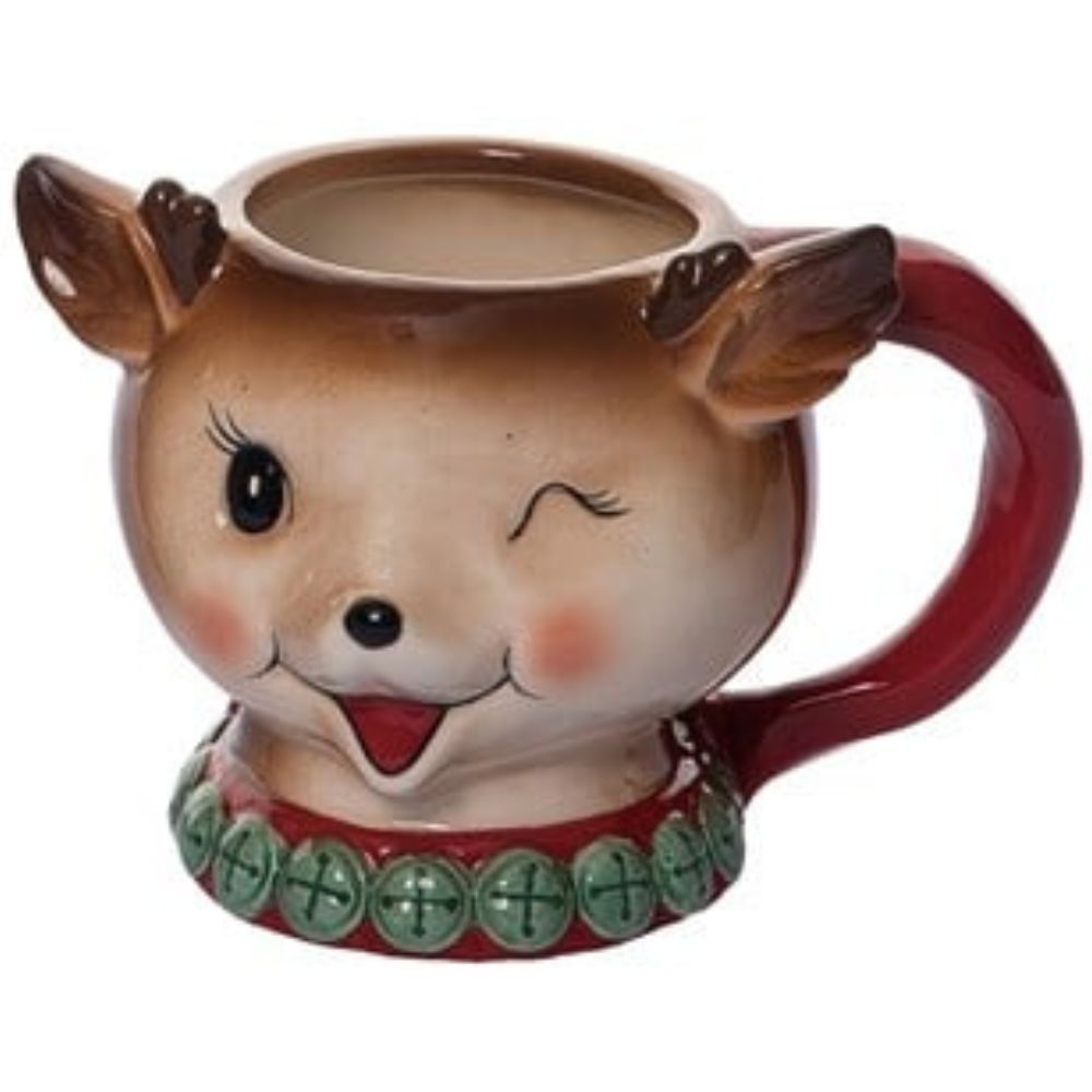 Retro Reindeer Sculpted Christmas Mug - RetroFestive.ca