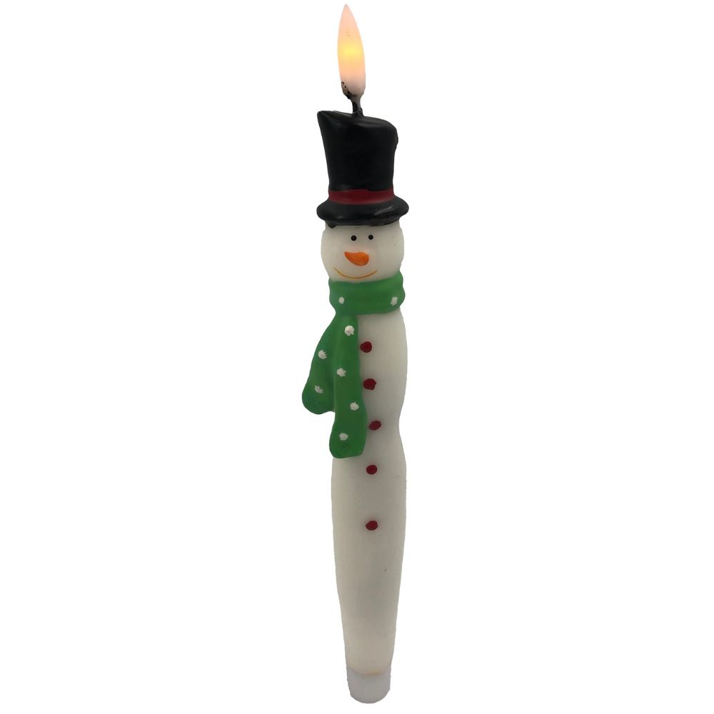 Battery-Operated Snowman Taper Candle - RetroFestive.ca