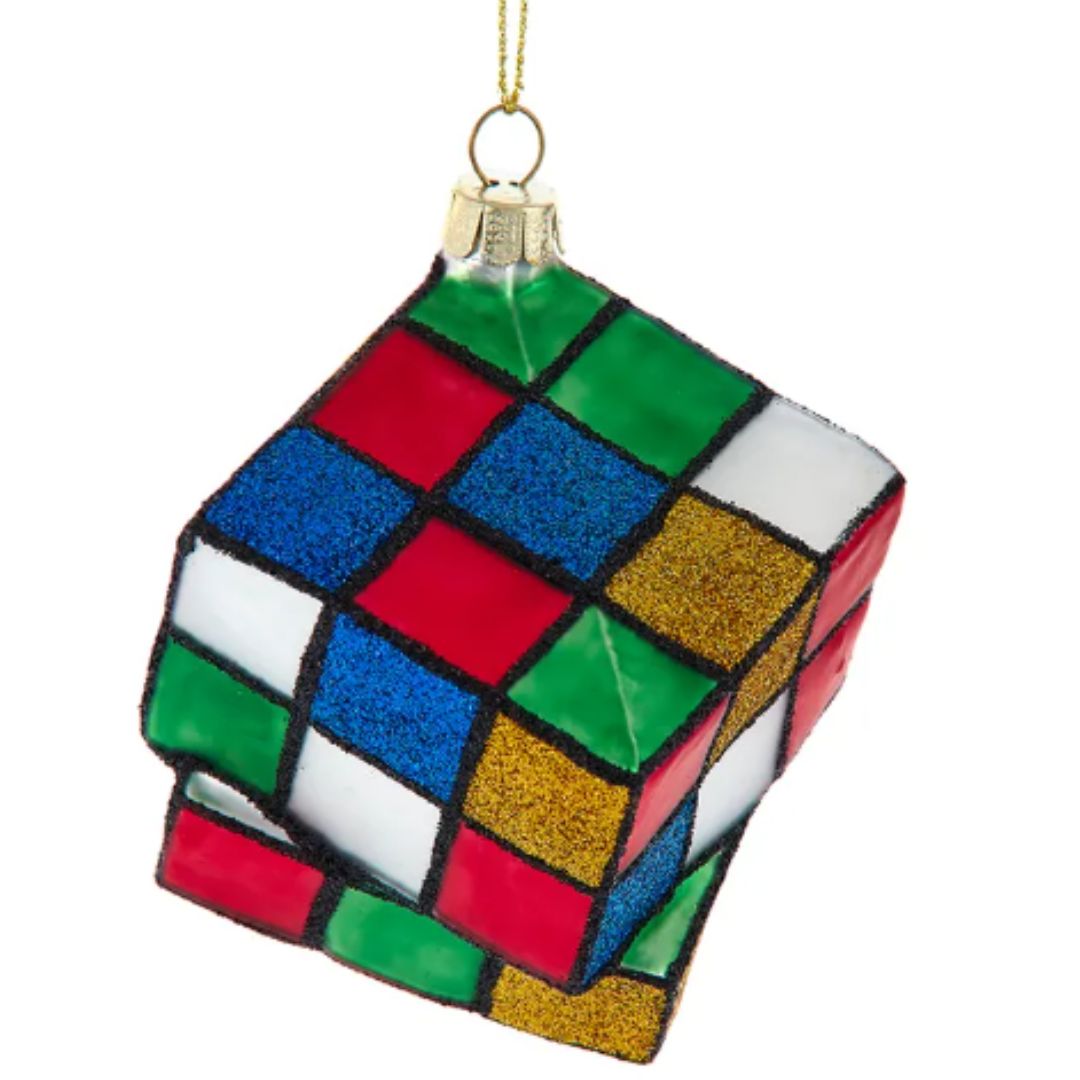 Rubik's Cube Glass Ornament by Noble Gems - RetroFestive.ca