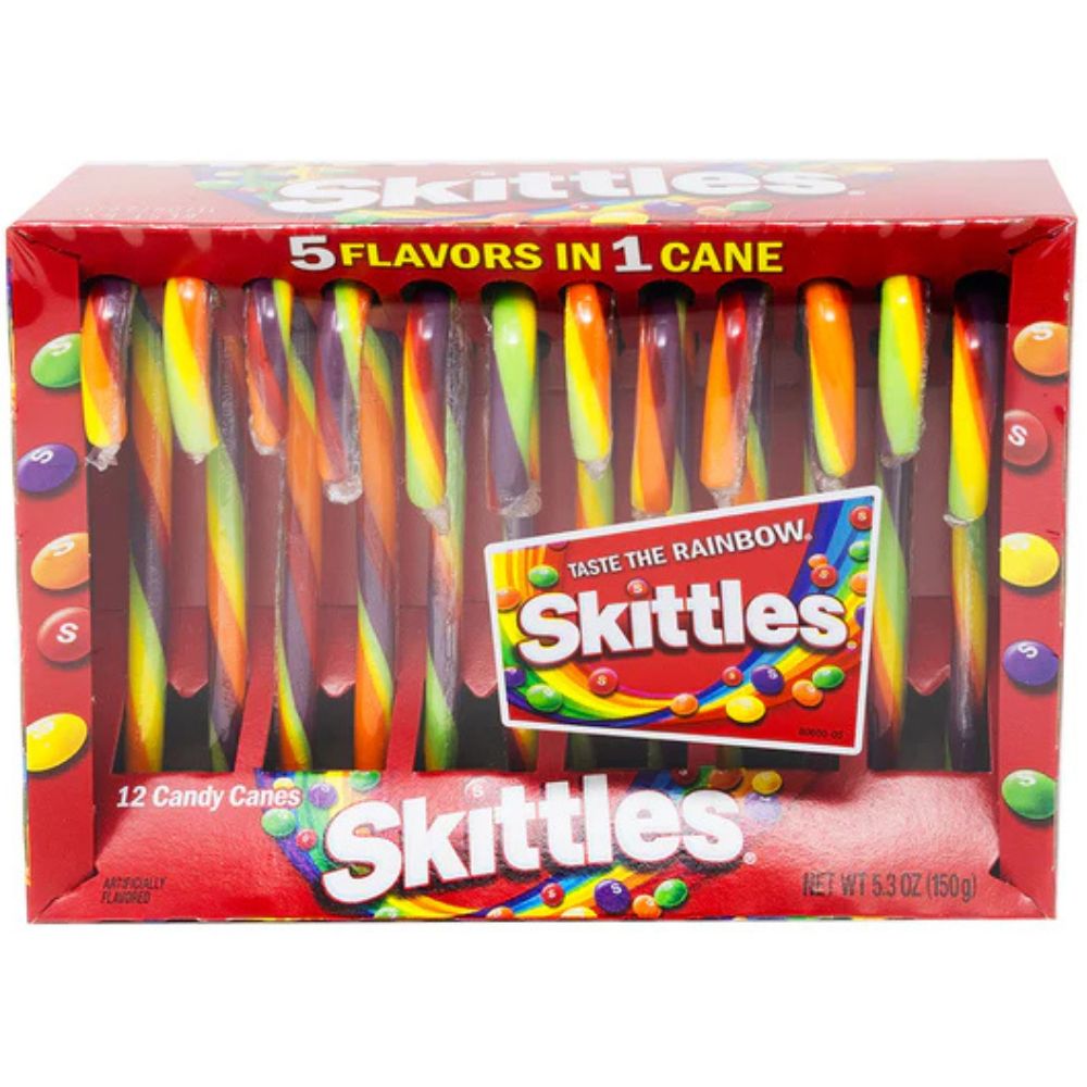 Skittles Candy Canes - 12 Pack - RetroFestive.ca