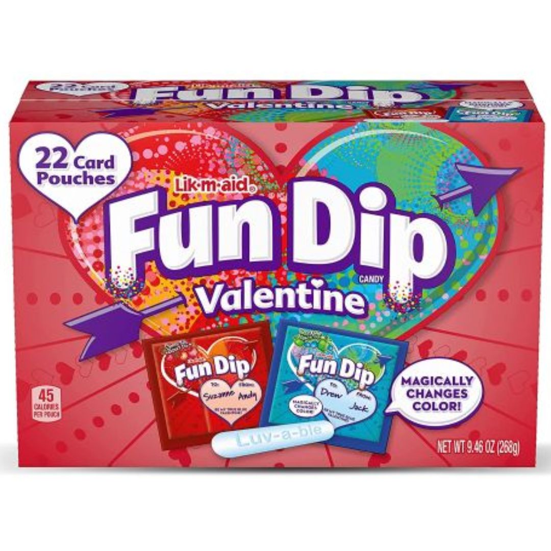 Fun Dip Card and Candy Valentines Kit - Box of 22 - RetroFestive.ca