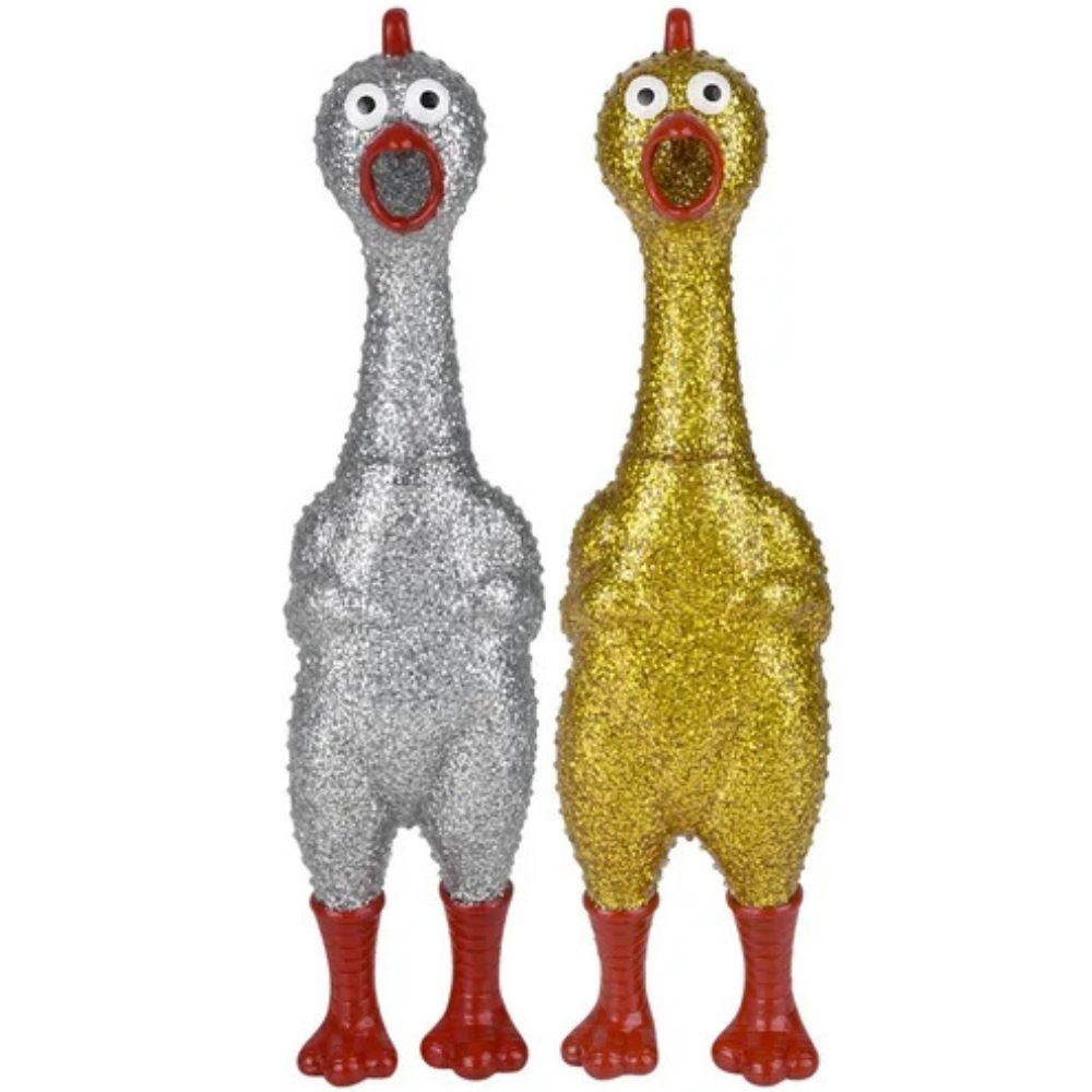 Squawking 13.5-Inch Glitter Rubber Chicken - RetroFestive.ca