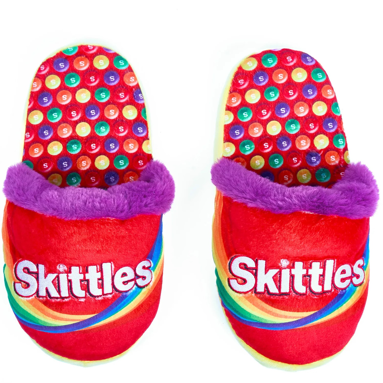 Skittles Fuzzy Slide Slippers - RetroFestive.ca