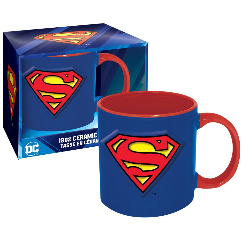 Superman Logo Embossed Ceramic Mug - RetroFestive.ca