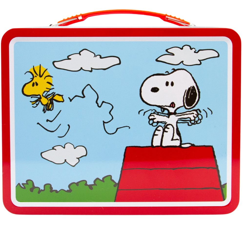 Peanuts Snoopy & Woodstock Tin Tote Lunch Box - RetroFestive.ca