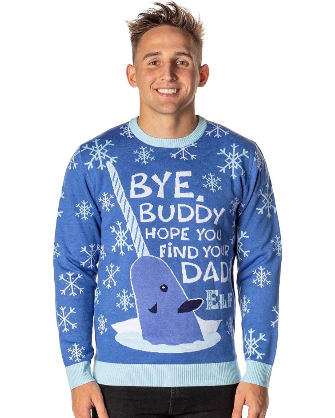 Bye Buddy Mr Narwhal Ugly Christmas Sweater - RetroFestive.ca